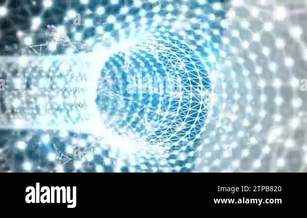 Going Through Abstract Tunnel Light Lines And Nodes Structure Animated Plexus Structure Inside