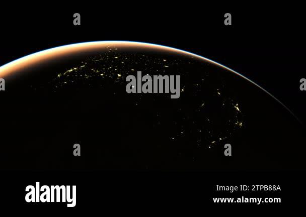 Amazing Sunrise over America seen from Space Realistic 3D Animation ...
