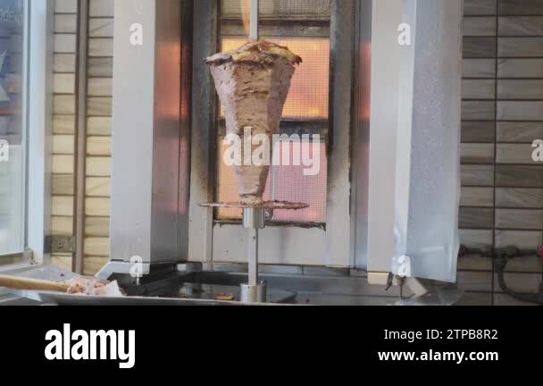 Turkish doner, Meat doner cut close-up videos, cutting hanging doner ...