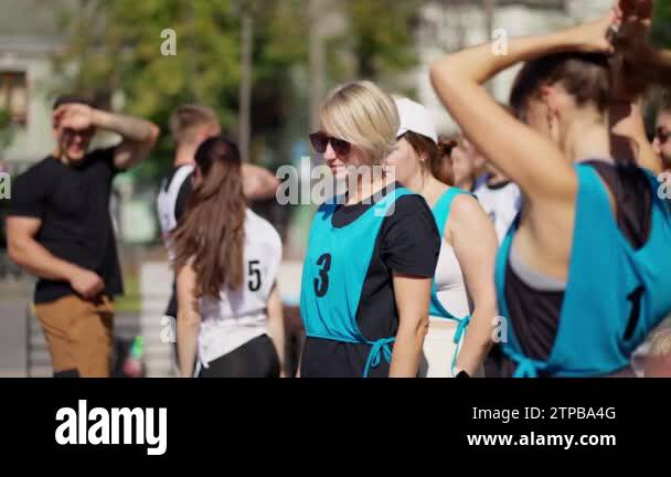 Young girls competing with other teams. The womens team is preparing ...