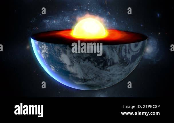Earth core. inner structure with geological layers. Realistic 3d ...