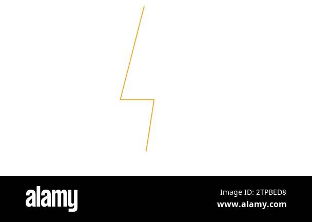 Animated linear orange symbol of lightning. Line energy icon of power ...