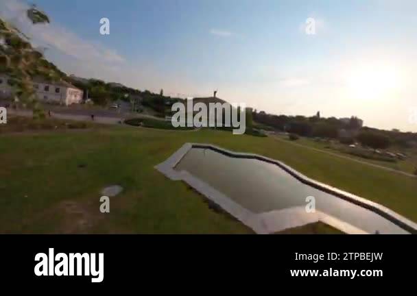 FPV, Ukraine, Circling And Descending View Of Monument To The Homeland ...