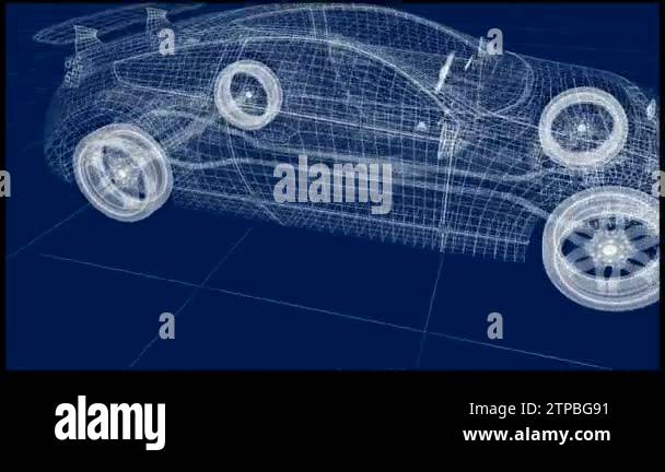 Transparent car design, wire model.3D animation . My own car design ...