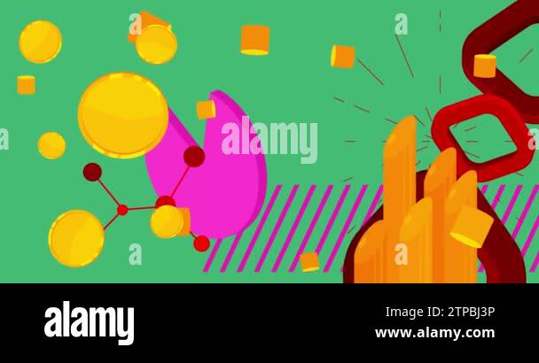 Busy multicolored geometric background video template. Abstract shape ...