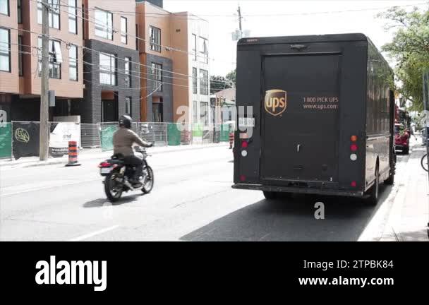 ups logistics company franchise delivery truck van vehicle parked at ...