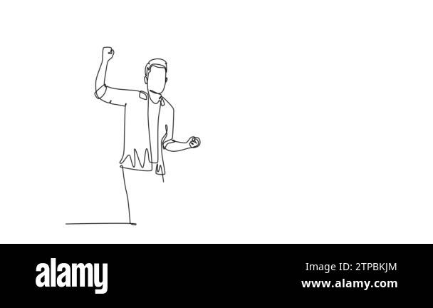 Self drawing animation of single line draw group of happy ceo and his ...