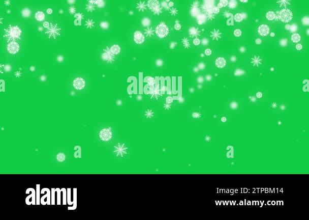 4K. particle animation of white snowflake, snow crystal falling down ...