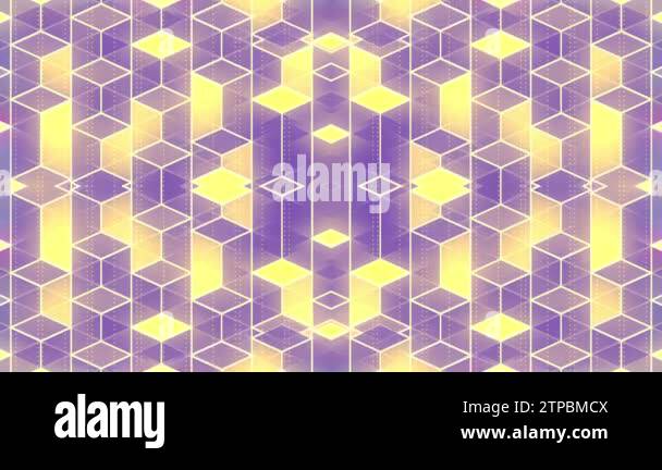 Trendy yellow-purple colored background with symmetrical composition of rectangular geometric ...