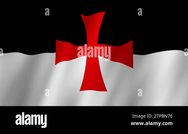 Templar Flag waving. Flag of Knights Templar video waving in wind ...