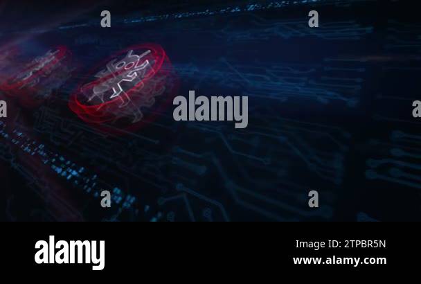 Antivirus Cyber Security Virus Detect System Alert Hologram Symbol Appears On A Electronic