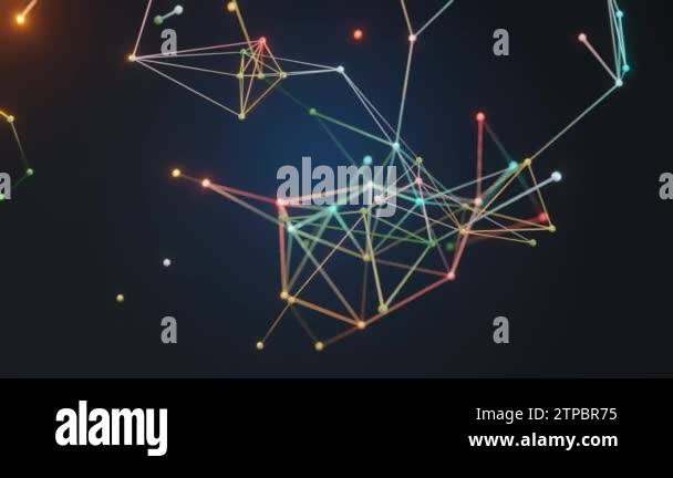 Digital Plexus connect line and dots moving, Futuristic technology neural networks, Artificial ...