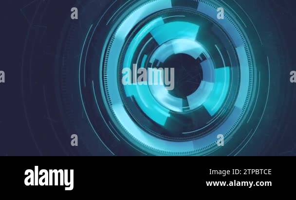 Animation Of Loading Circles Binary Codes And Connected Dots Over Black Background Digitally