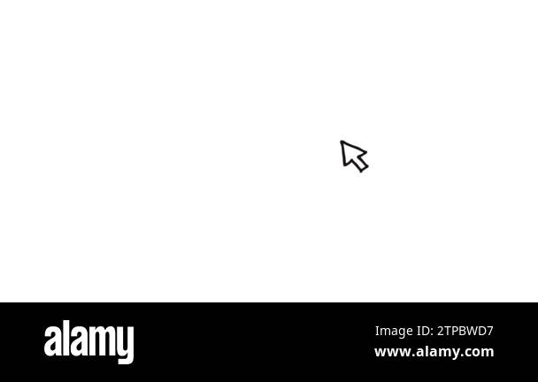 Animated black symbol of mouse cursor. Arrow moves out and clicks. Icon in sketch style. Hand ...