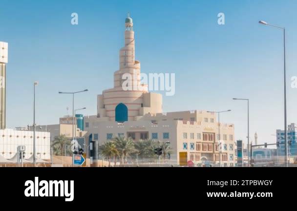 Doha qatar tower spiral islamic architecture building Stock Videos ...