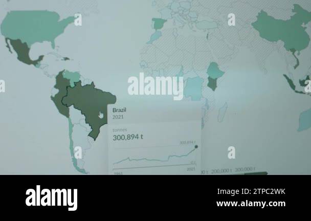 Avocado production from 1961 to 2021 world map time-lapse on computer ...