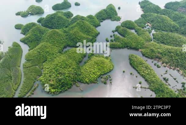 Tropical island in the cove. Clusters of islands in lagoons. Sipalay ...