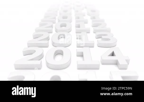 Video animation of a timeline with the number 2024 in colorful on white ...