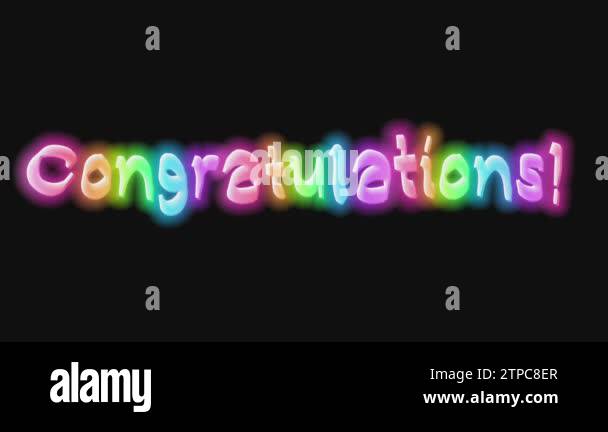 Congratulations. Animated text with neon screen. Congratulations ...