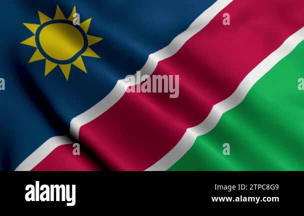 Namibia Flag. Waving Fabric Satin Texture Flag of Namibia 3D ...