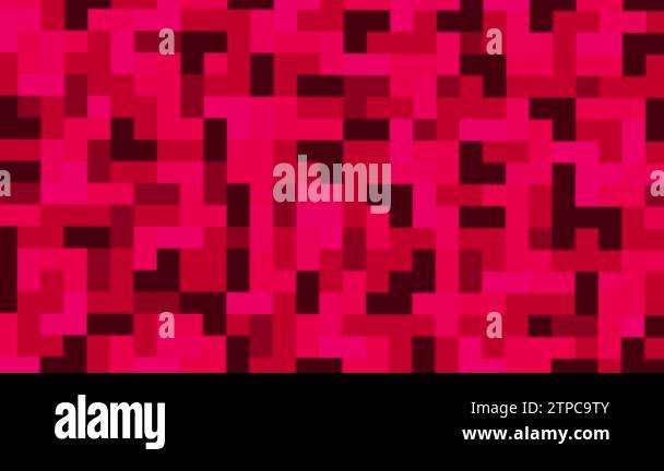 Red mosaic background breaks up into small pieces and reveals green ...
