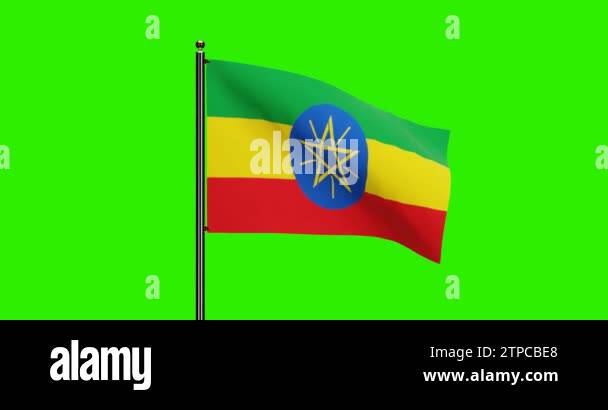 3D Rendered Ethiopia National Flag Waving Animation with Realistic Wind Motion, National flag of ...