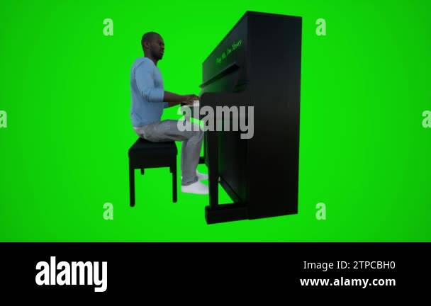 3D animation of a male coach playing the piano in a restaurant from the ...