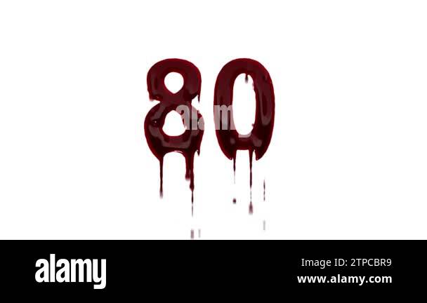 Bloody number 80 with alpha channel, number 80 in blood Stock Video ...