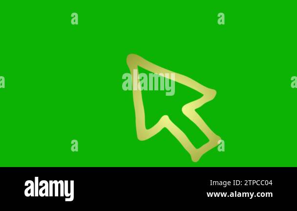 Animated golden symbol of mouse cursor. Arrow with rays clicks. Icon in ...