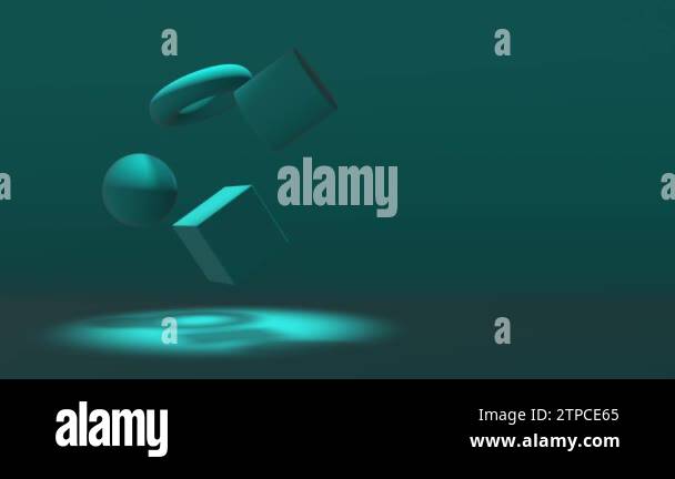 Abstract background with 3D shapes floating in zero gravity and ...
