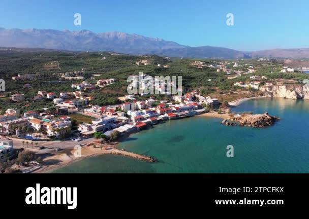 Crete, Greece. Aerial drone shot. Falassarna Beach in Chania, Elafonisi ...