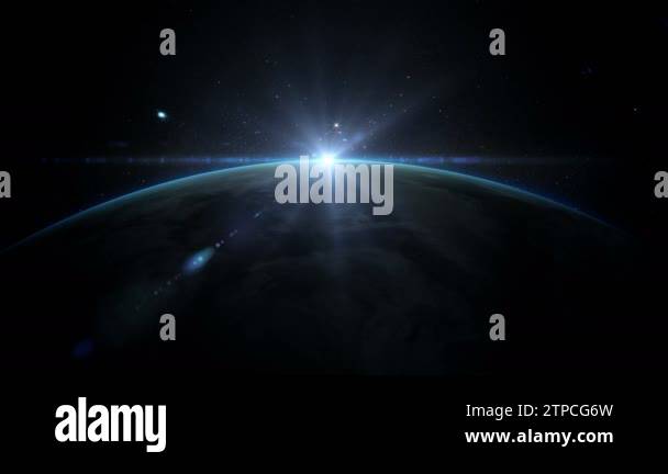 Sunrise over earth as seen from space. With stars background. 3d ...