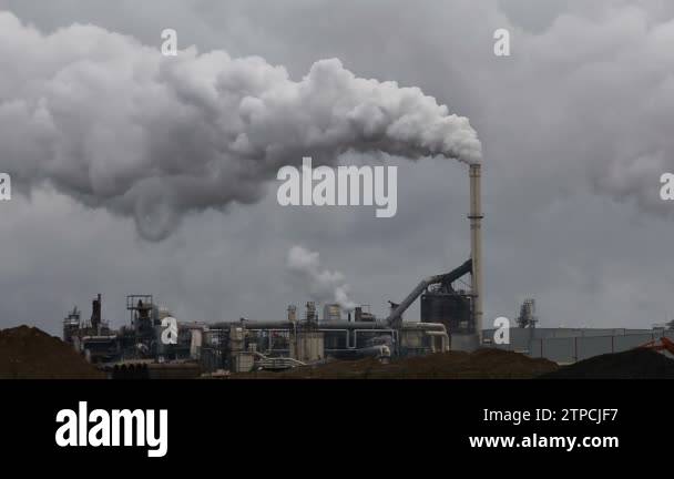 Atmospheric Air Pollution From Industrial Smoke Now. Pipes Steel Plant ...