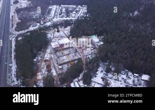 Top view see the construction site of Reinforced concrete high-rise ...