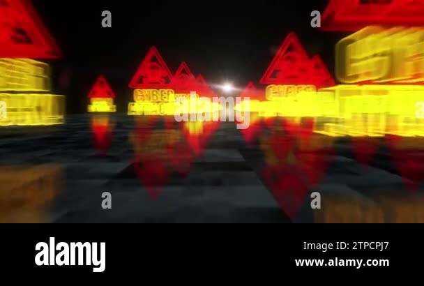 Cyber attack hacking and virus network security breach alert symbol ...