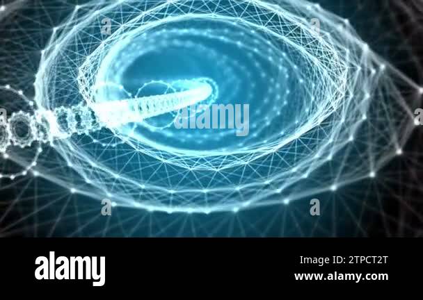 Going Through Abstract Tunnel Light Lines And Nodes Structure Animated Plexus Structure Inside