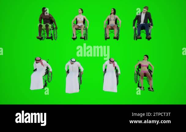 3D animation of a careless man in a wheelchair moving in a wheelchair ...