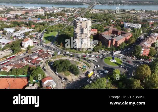 Aerial Drone Shot of Modernist residential tower, Also known as ...
