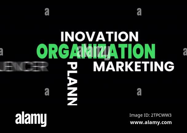 Organization animated word cloud. 4K motion animation.Typography ...