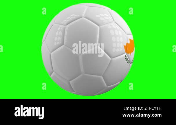 Very realistic isolated spinning soccer ball with the flag of Cyprus on ...