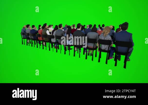 3D animation of people watching a movie in the cinema from three angles ...