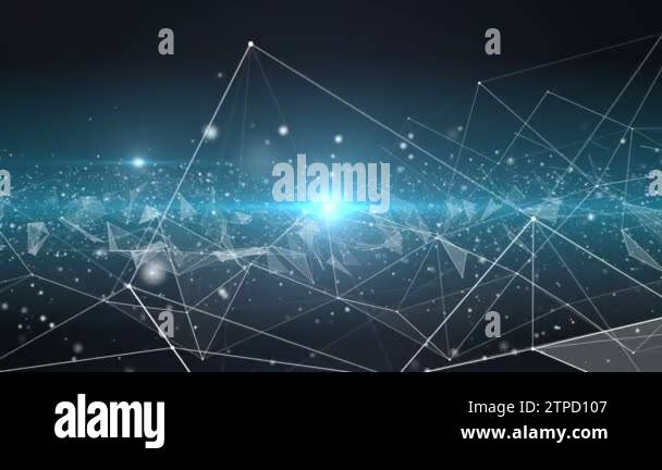 Stylish abstract engineering, technology and science motion background. Plexus style dynamic ...