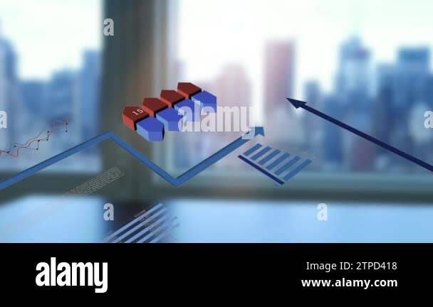 Animated financial graphic charts diagram of sales data statistics and ...