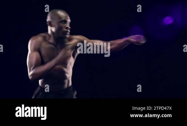 Boxer, man and hands in fast punch in sports training, workout and ...