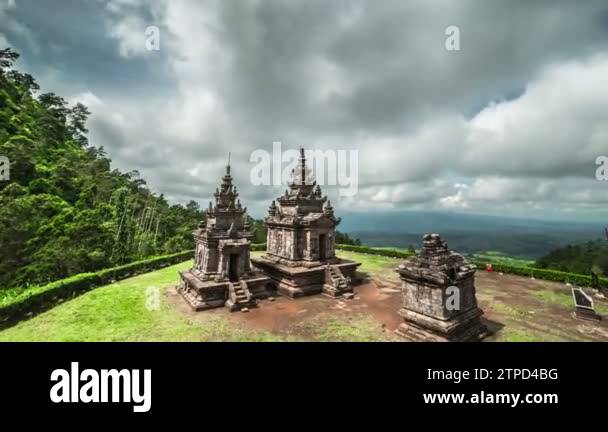 Ancient Hindu temple Gedong Songo in central Java, Indonesia. 4K ...
