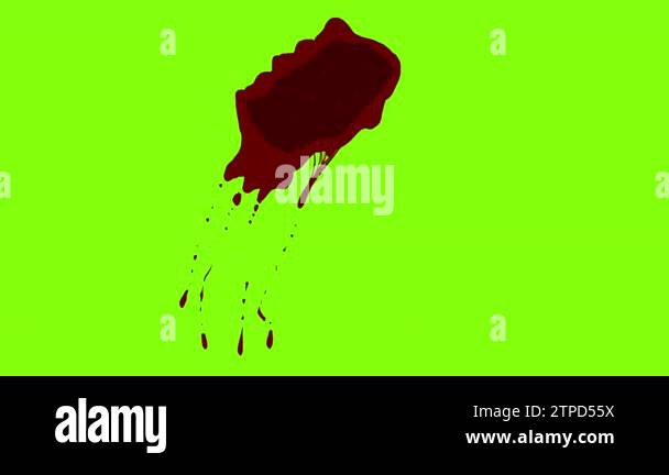 Animation of a bite with traces of blood and a deep wound on a green ...