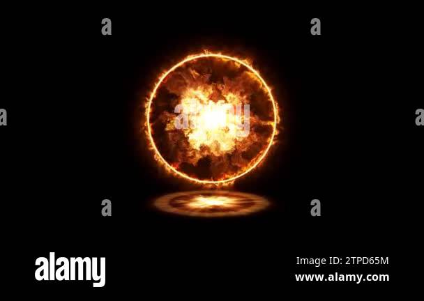 3d glowing red sphere of fire animation in the Universe. Animated 3d ...