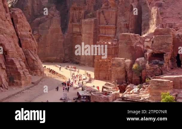 Top view tourist visit sightseeing Royal tombs structures in ancient ...