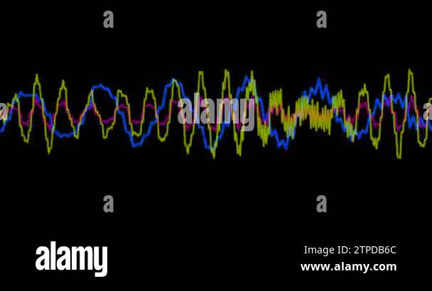 digital equalizer audio sound waves on black background, stereo sound ...