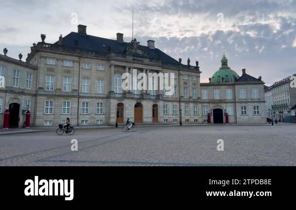 Facade of a palace, Amalienborg Palace, Copenhagen, Denmark ...